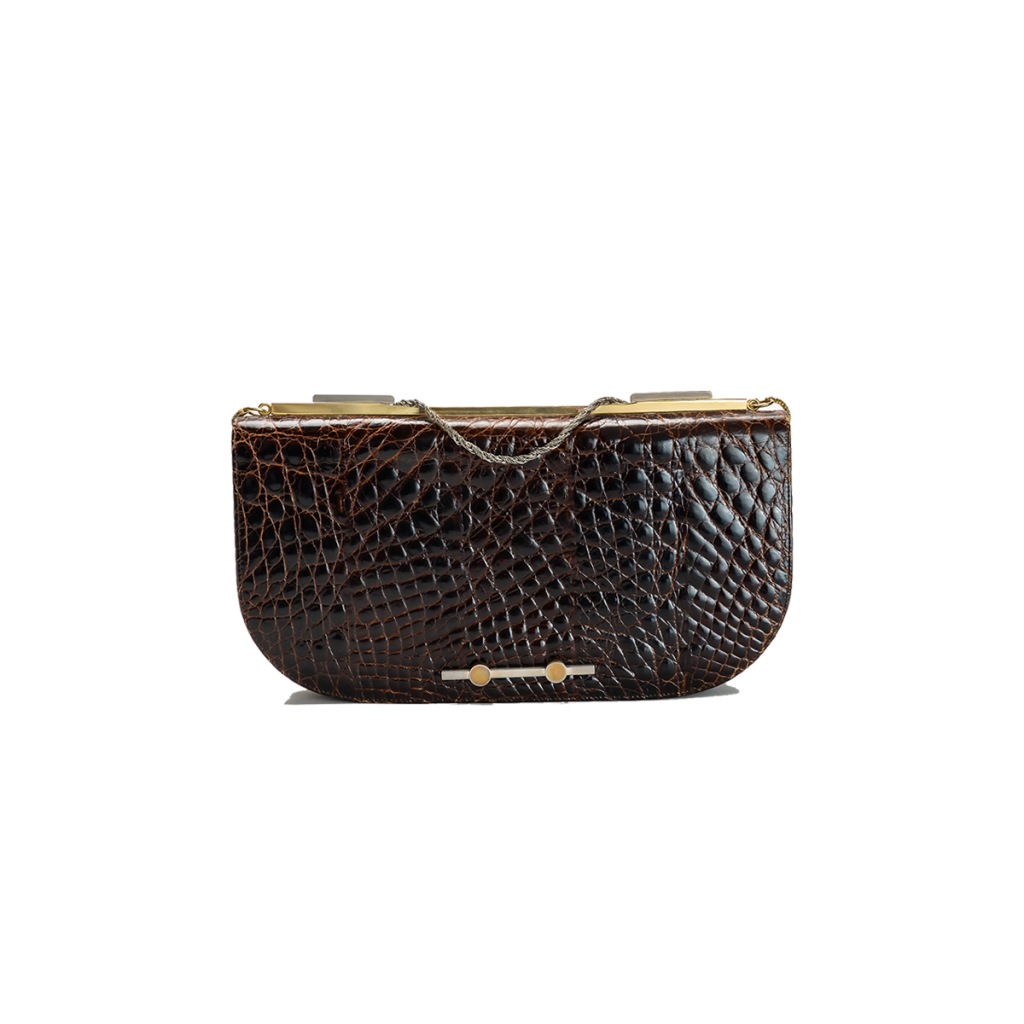 DARK BROWN CROCODILE LEATHER POCHETTE – I Santi